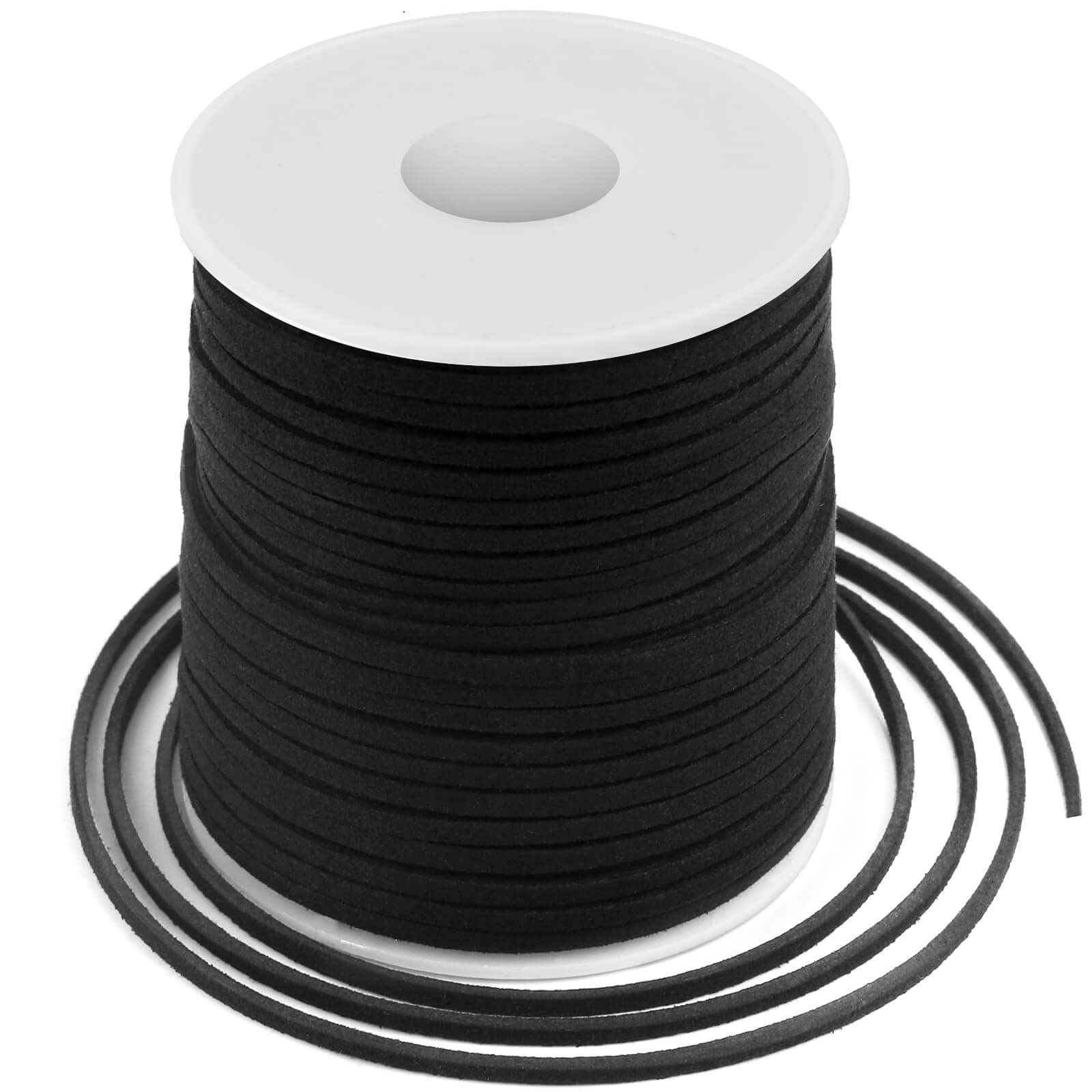 Leather String, Flat Suede Cord Faux Leather Cord Thin Leather Lace for Bracelets, Necklaces, Jewelry Making and Art Crafts (2.7 MM Black)