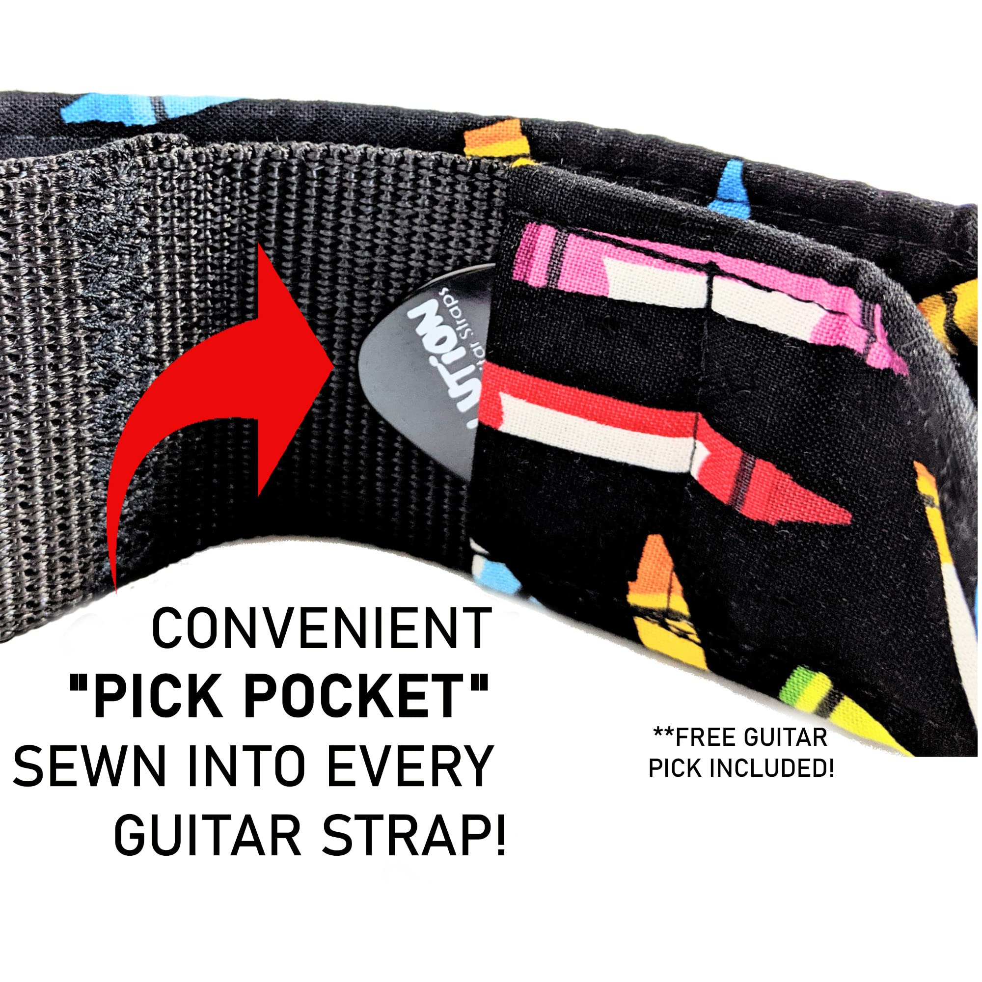 Llama Guitar Strap -Cactus, Genuine Leather Ends, Includes 2 Strap Locks & 1 Pick. Adjustable Strap, For Bass, Electric & Acoustic Guitars Gift for Guitar Players Men, Women & Kids