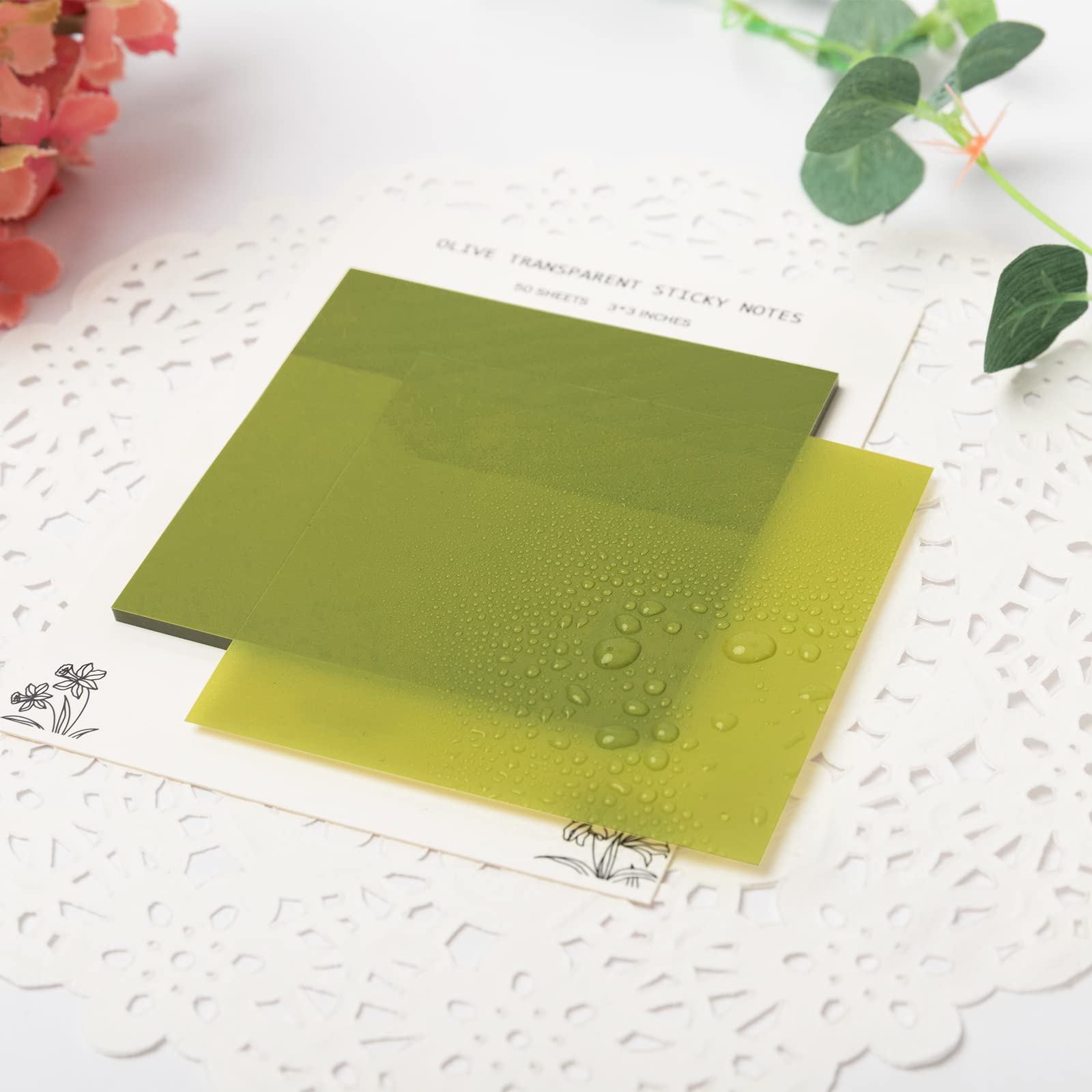 Earth Tone Transparent Sticky Notes, Set of 4 Pads 3''x3” Clear Sticky Tabs, Translucent Page Flags, Planner Accessories, Bible Journaling Study Office School Supplies (Earth Tone)