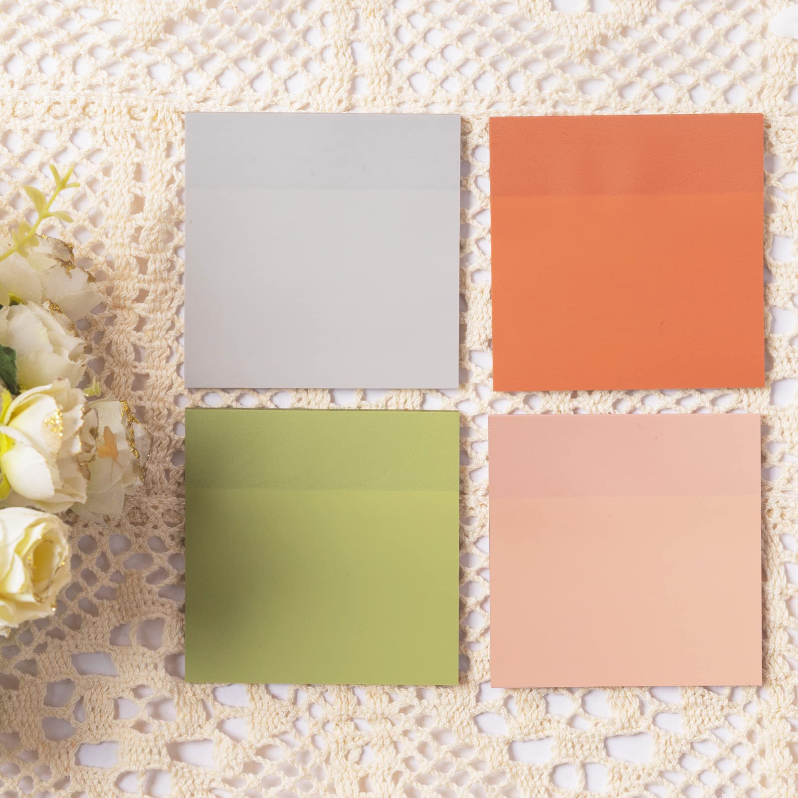 Earth Tone Transparent Sticky Notes, Set of 4 Pads 3''x3” Clear Sticky Tabs, Translucent Page Flags, Planner Accessories, Bible Journaling Study Office School Supplies (Earth Tone)