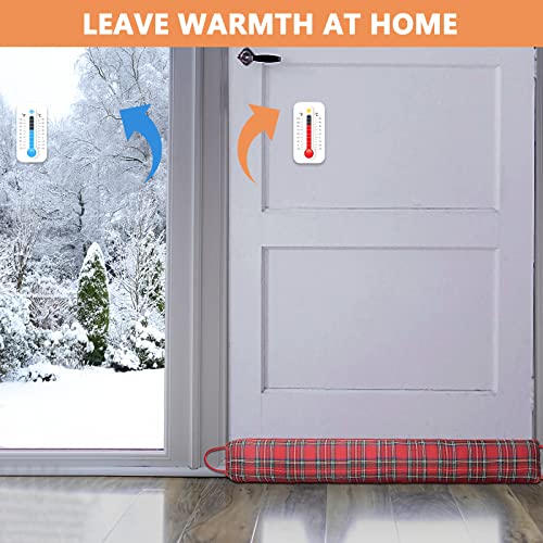 Under Door Draft Stopper 32 Inches Noise Blocker for Door Bottom Air Seal Insulation and Soundproof, Heavy Duty Weather Guard Snake Stripping,Tartan Check Red