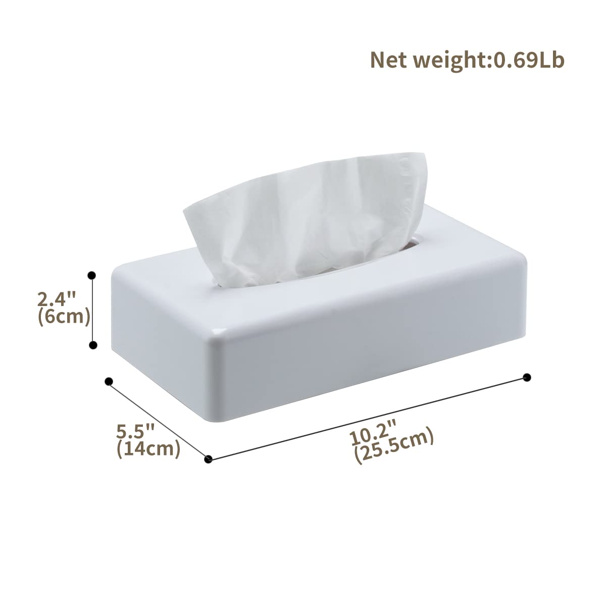 Y-in Hand Tissue Box Cover, Rectangular White Wall Mounted Facial Paper Holder Dispenser, Prefert for Storage on Bathroom Vanity, Kitchen, Night Stand, Countertops Office and Car.