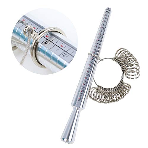 NIUPIKA Ring Sizer Measuring Tool Measure Finger Rings Sizing Set Metal Ring Mandrel Gauge US Size 1-13 Jewelry Tools Sizers Kit of 27 Pieces