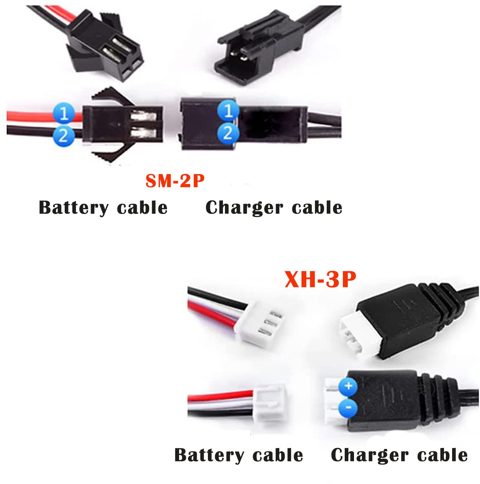 2 Pack 3.7V 1200mah Li-ion Battery with USB Chargers SM-2P Plug RC Rechargeable Battery Compatible with Remote Control Cars DE50 DE55 TB202 E35 DE38 DE40 TM141 Toy Cars