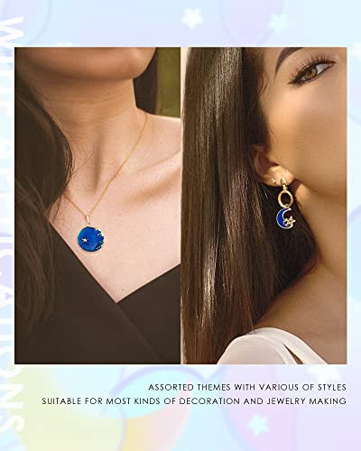 JIALEEY Assorted Gold Plated Enamel Cat Moon Star Celestial Charm Pendant DIY for Earrings Necklace Bracelet Jewelry Making and Crafting