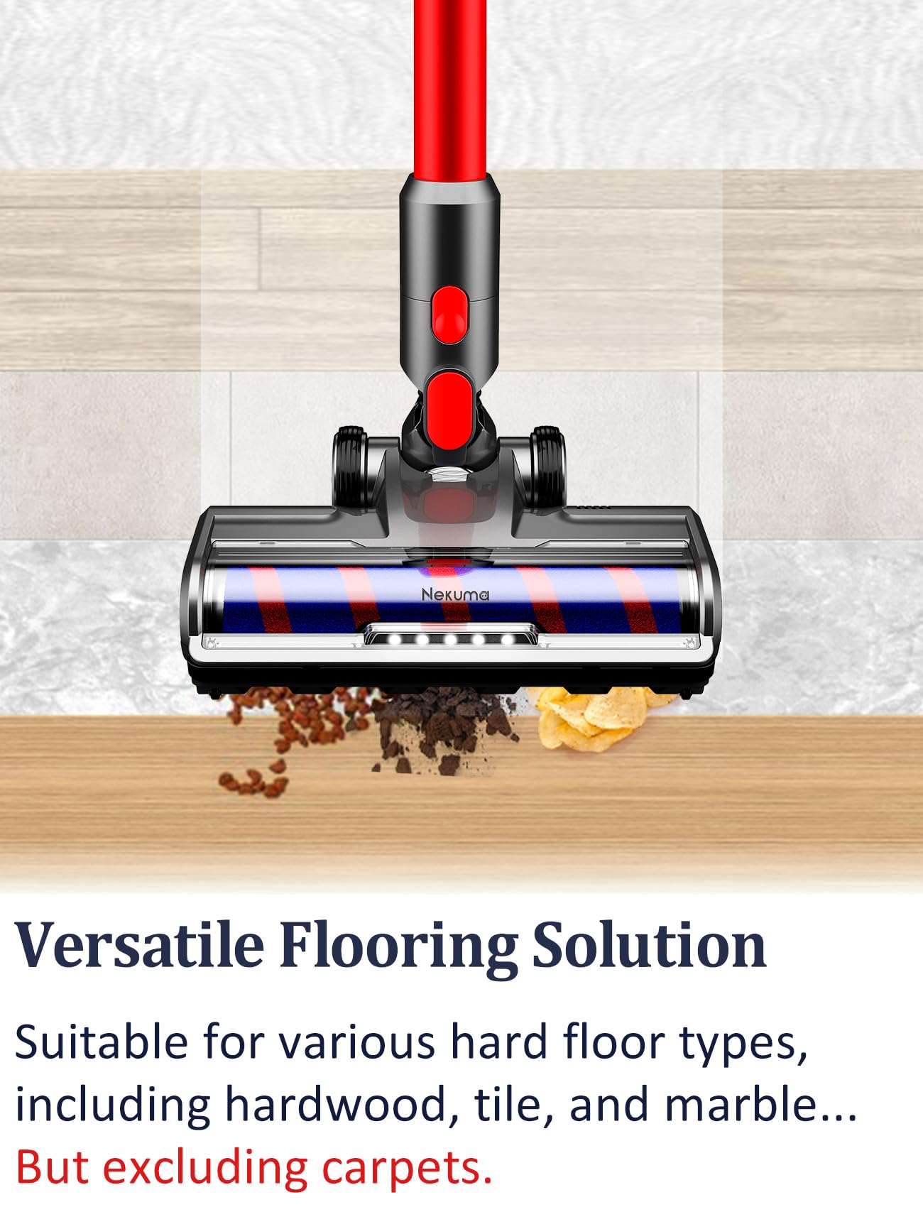 Nekuma Vacuum Attachments for Dyson V7 V8 V10 V11 V15 Handheld Cordless Cleaners, Replacement Accessories Head for Hardwood Floor, Soft Roller Brush Parts with LED Lights