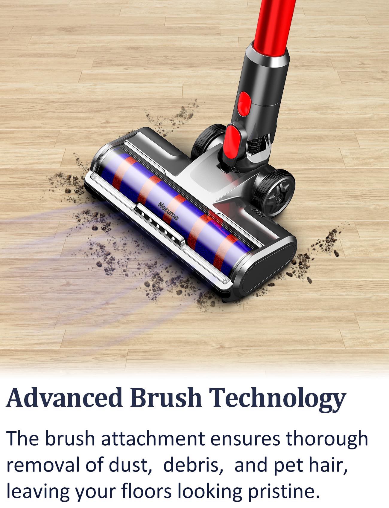 Nekuma Vacuum Attachments for Dyson V7 V8 V10 V11 V15 Handheld Cordless Cleaners, Replacement Accessories Head for Hardwood Floor, Soft Roller Brush Parts with LED Lights