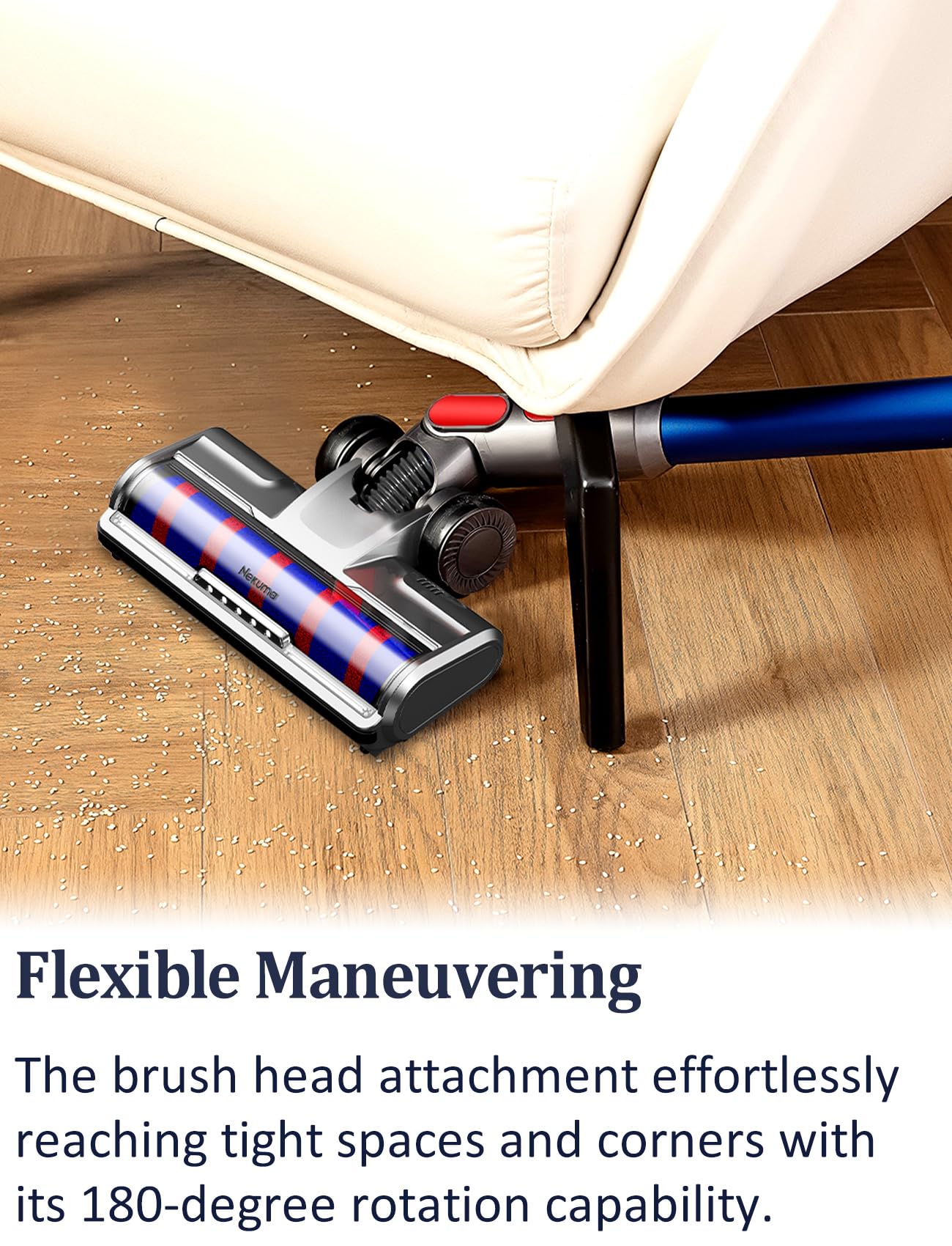 Nekuma Vacuum Attachments for Dyson V7 V8 V10 V11 V15 Handheld Cordless Cleaners, Replacement Accessories Head for Hardwood Floor, Soft Roller Brush Parts with LED Lights