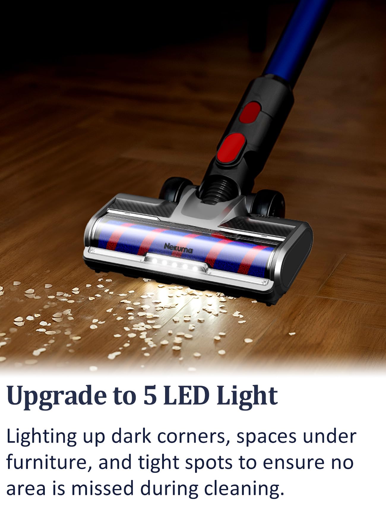 Nekuma Vacuum Attachments for Dyson V7 V8 V10 V11 V15 Handheld Cordless Cleaners, Replacement Accessories Head for Hardwood Floor, Soft Roller Brush Parts with LED Lights