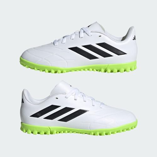 adidas Copa Pure.4 Turf Sneaker, White/Core Black/Lucid Lemon, 5 US Unisex Big Kid