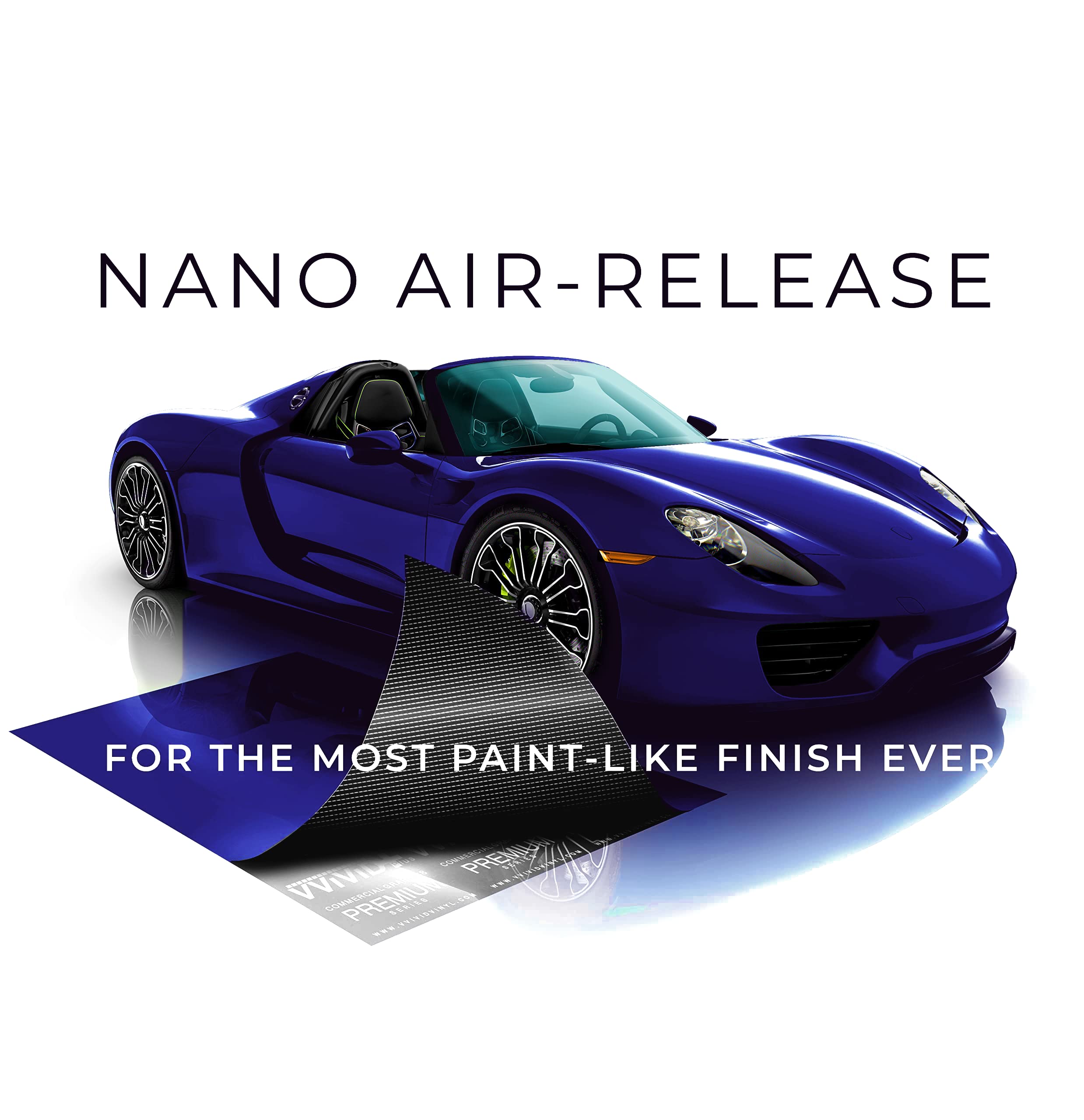 VViViD+ Ultra Gloss Neptune Pearl Blue 1.5ft x 5ft Vinyl Car Wrap Premium Paint Replacement Film Roll with Nano Air Release, Stretchable Cap Liner, Self Adhesive, Indoor Outdoor