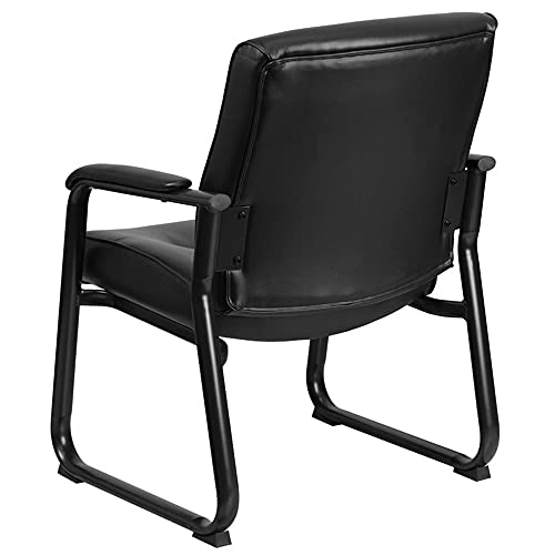 Flash Furniture HERCULES Series Big & Tall 500 lb. Rated Black LeatherSoft Executive Side Reception Chair with Sled Base