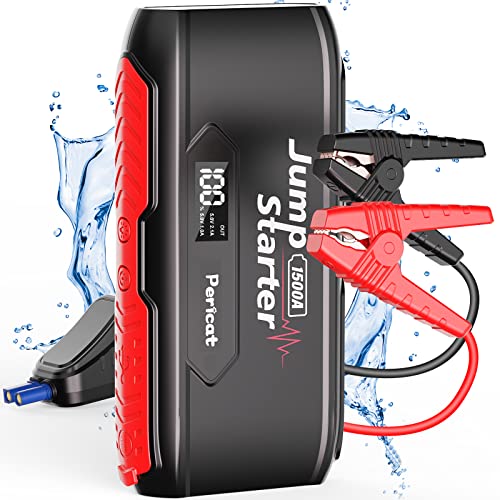 1500A Peak 18000mAh Portable Jump Starter Pack(Up to 7.0L Gas and 5.5L Diesel Engine), 12V Auto Booster Battery Charger Lithium Car Jump Starter Box with LED Screen & Light