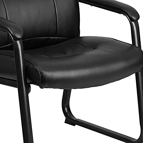 Flash Furniture HERCULES Series Big & Tall 500 lb. Rated Black LeatherSoft Executive Side Reception Chair with Sled Base