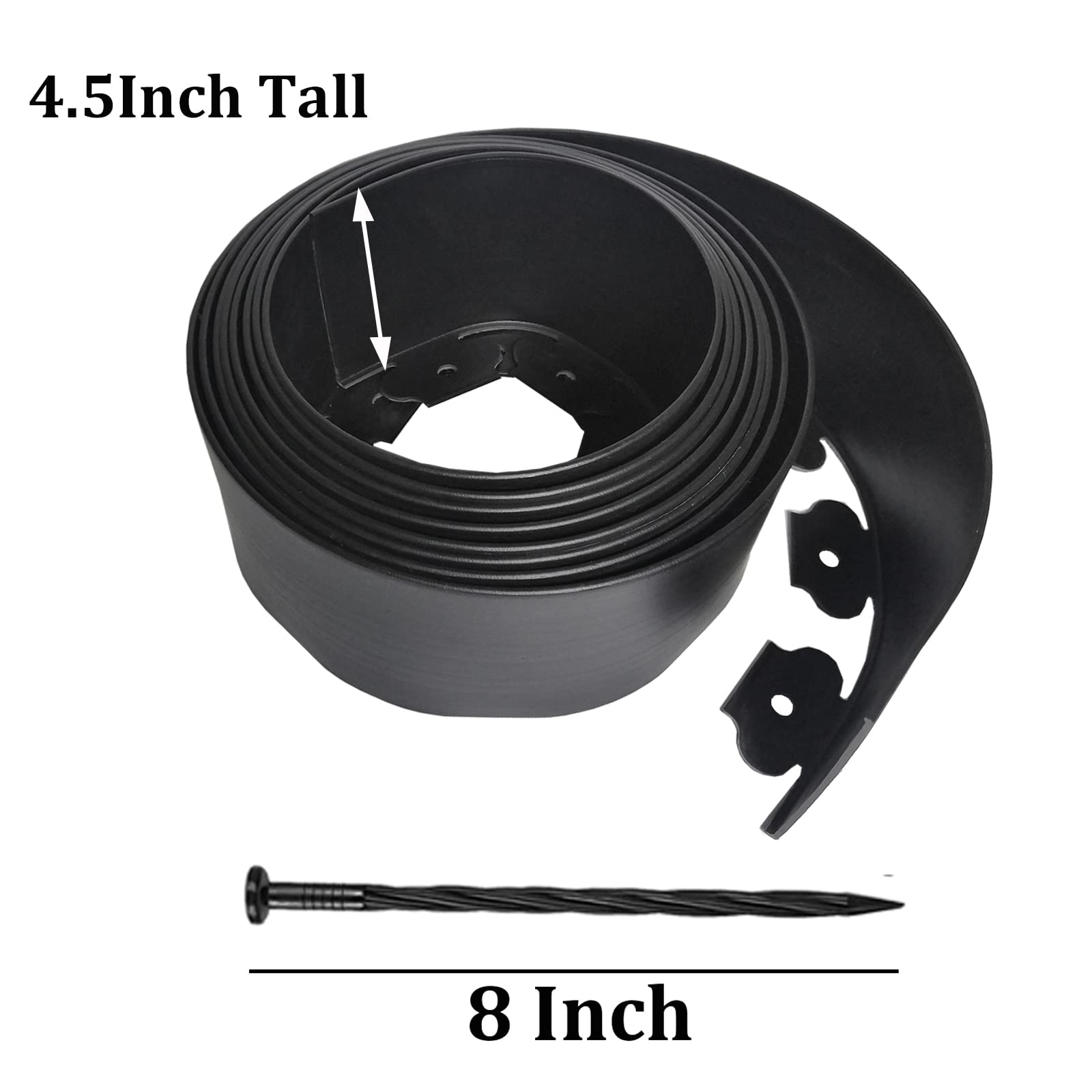 Landscape Edging Kit,20FT Plastic No Dig Garden Edging with 25 Stakes,4.5 Inch Tall Lawn Edging for Yard,Lawn,Flower Gardens Border
