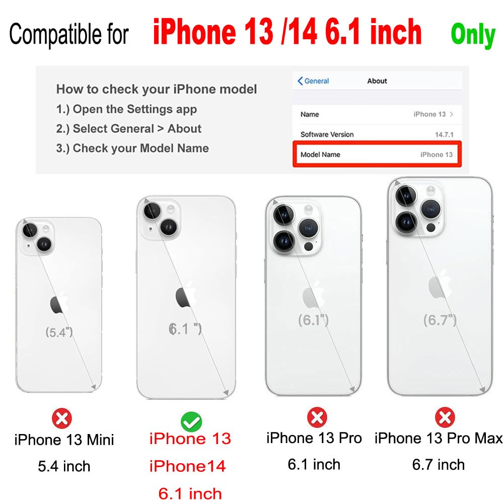 CEOKOK for iPhone 13/14 Case, Clear with Purple Rose Floral Pattern, Cute Aesthetic Protective Cover, Transparent Anti-Scratch & Shockproof Phone Case for Women Girls, Kawaii Design for iPhone 13/14