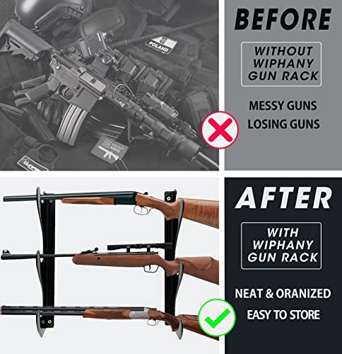 WIPHANY Gun Metal Rack Storage Shotgun Hooks Shotgun Hangers Any Shotguns Archery Bow with Soft Padding and Heavy Duty Steel Black (Updated Gun Rack)