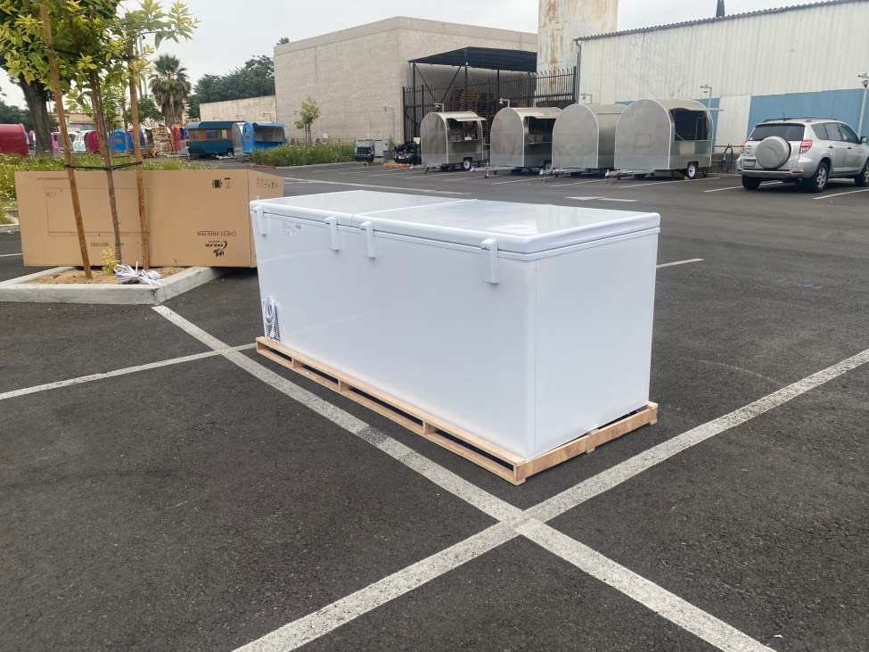 Commercial Freezer Chest freezer 35 cuft, 90 inches Long, ice cream freezer large capacity, NSF certified, White Solid 2 door w Storage Baskets BD-1050