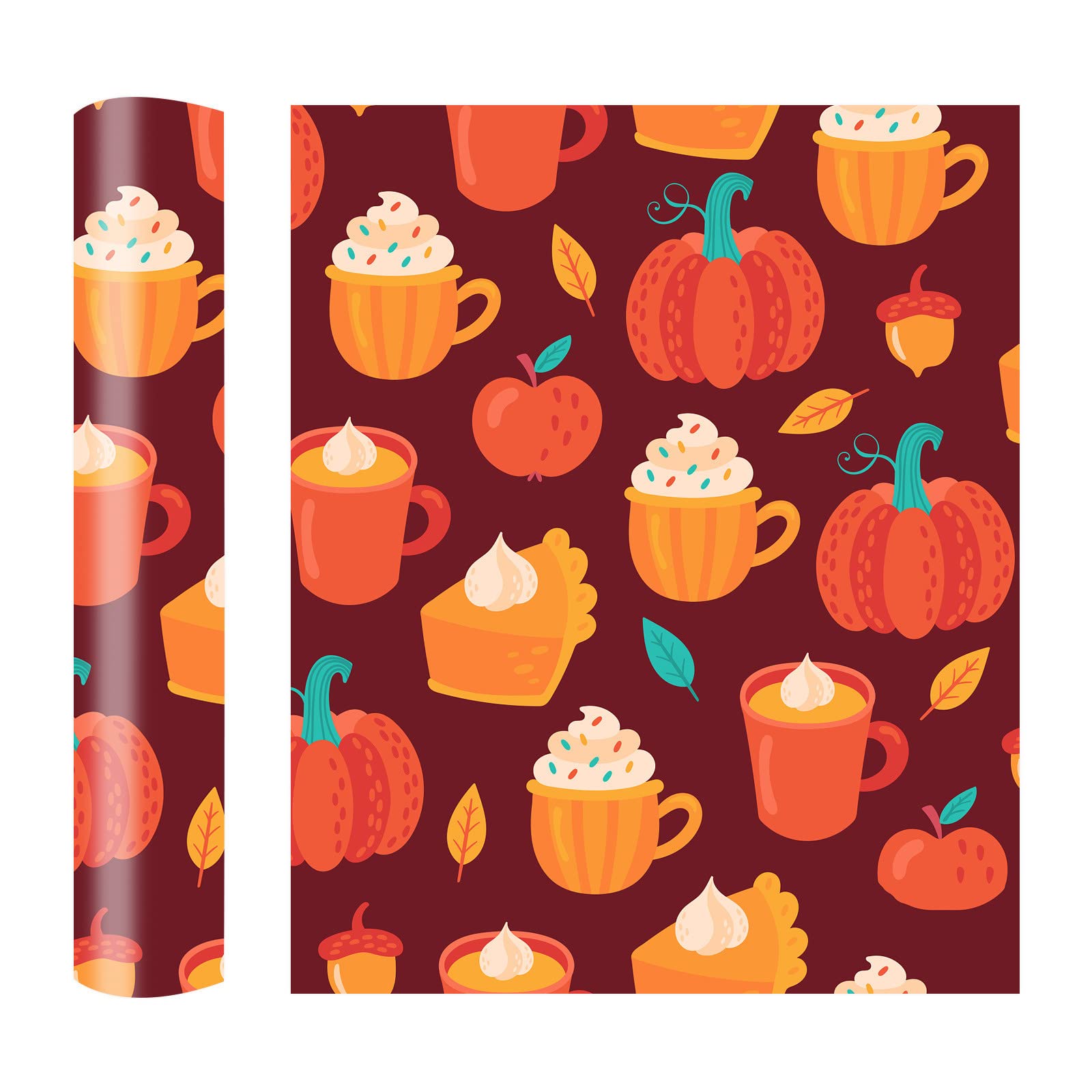Fall Thanksgiving Halloween Christmas Heat Transfer Vinyl Rainbow Stripe Pattern Vinyl Vinyl Bundling Roll Soft Metal HTV Vinyl for Ironing Clothes and Other Fabrics Pattern Vinyl (A1-I, One Size)