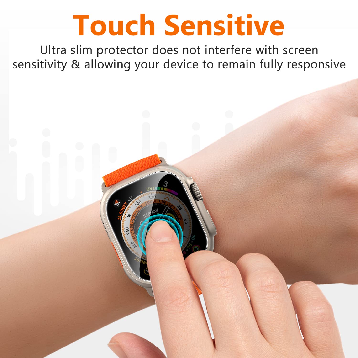 UniqueMe Privacy Screen Protector for Apple Watch Ultra 2 / Apple Watch Ultra 49mm - Tempered Glass Military-Grade Shockproof Case-Friendly Anti-Scratch Bubble-Free Cover for iWatch Ultra, 4 Pack