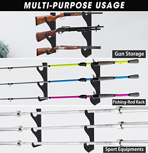 WIPHANY Gun Metal Rack Storage Shotgun Hooks Shotgun Hangers Any Shotguns Archery Bow with Soft Padding and Heavy Duty Steel Black (Updated Gun Rack)