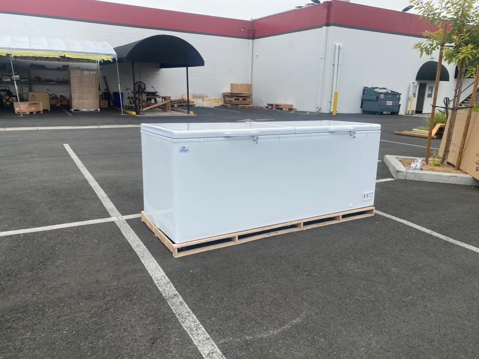 Commercial Freezer Chest freezer 35 cuft, 90 inches Long, ice cream freezer large capacity, NSF certified, White Solid 2 door w Storage Baskets BD-1050