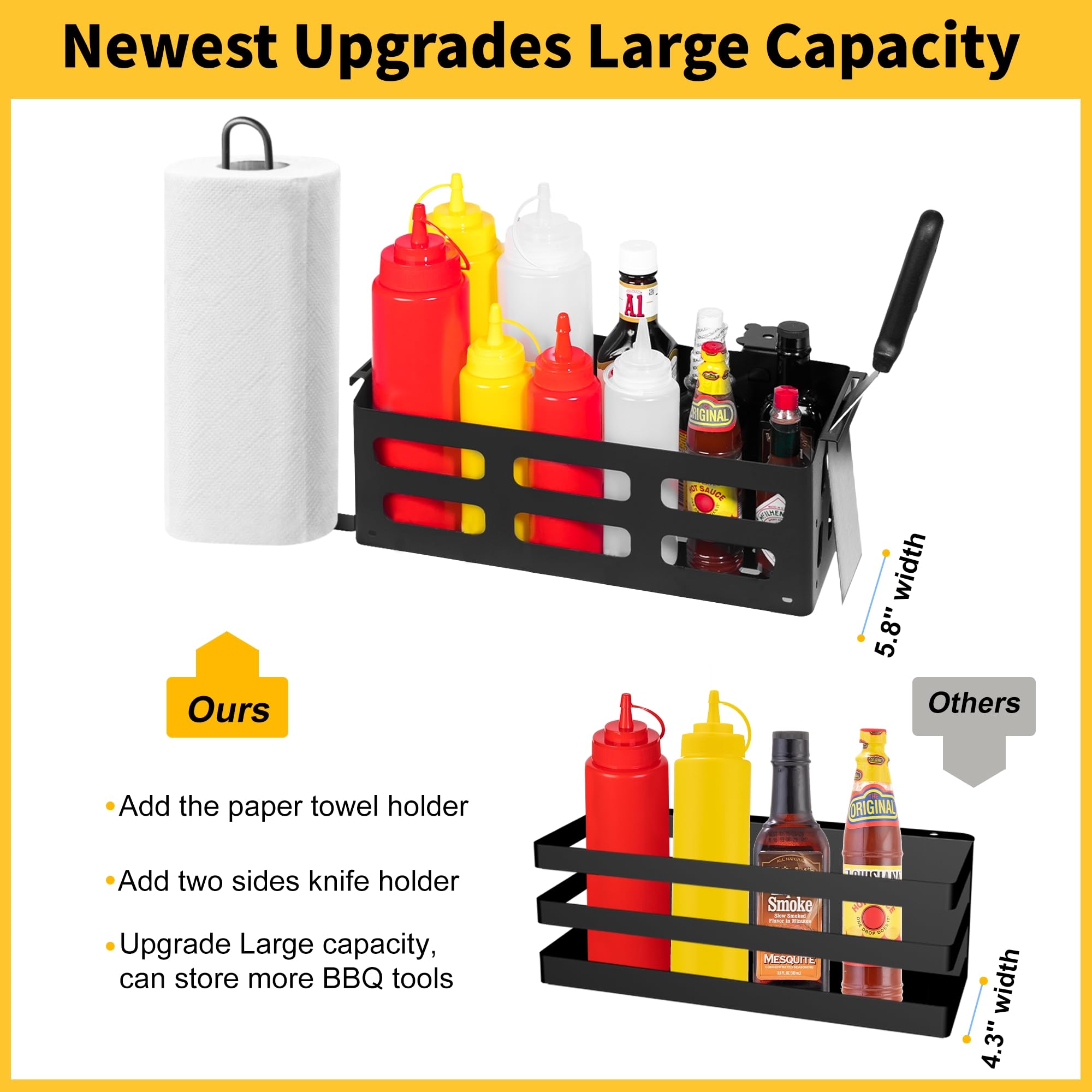 Griddle Caddy for Blackstone Griddle Accessories, Space Saving Storage Caddy for Blackstone 28"/36" Griddles/Weber Grill, BBQ Accessories Storage Box with Magnetic Tool Holder & Paper Towel Holder
