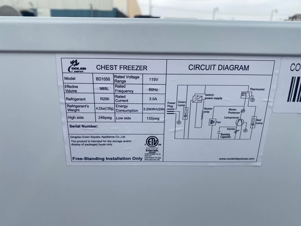Commercial Freezer Chest freezer 35 cuft, 90 inches Long, ice cream freezer large capacity, NSF certified, White Solid 2 door w Storage Baskets BD-1050