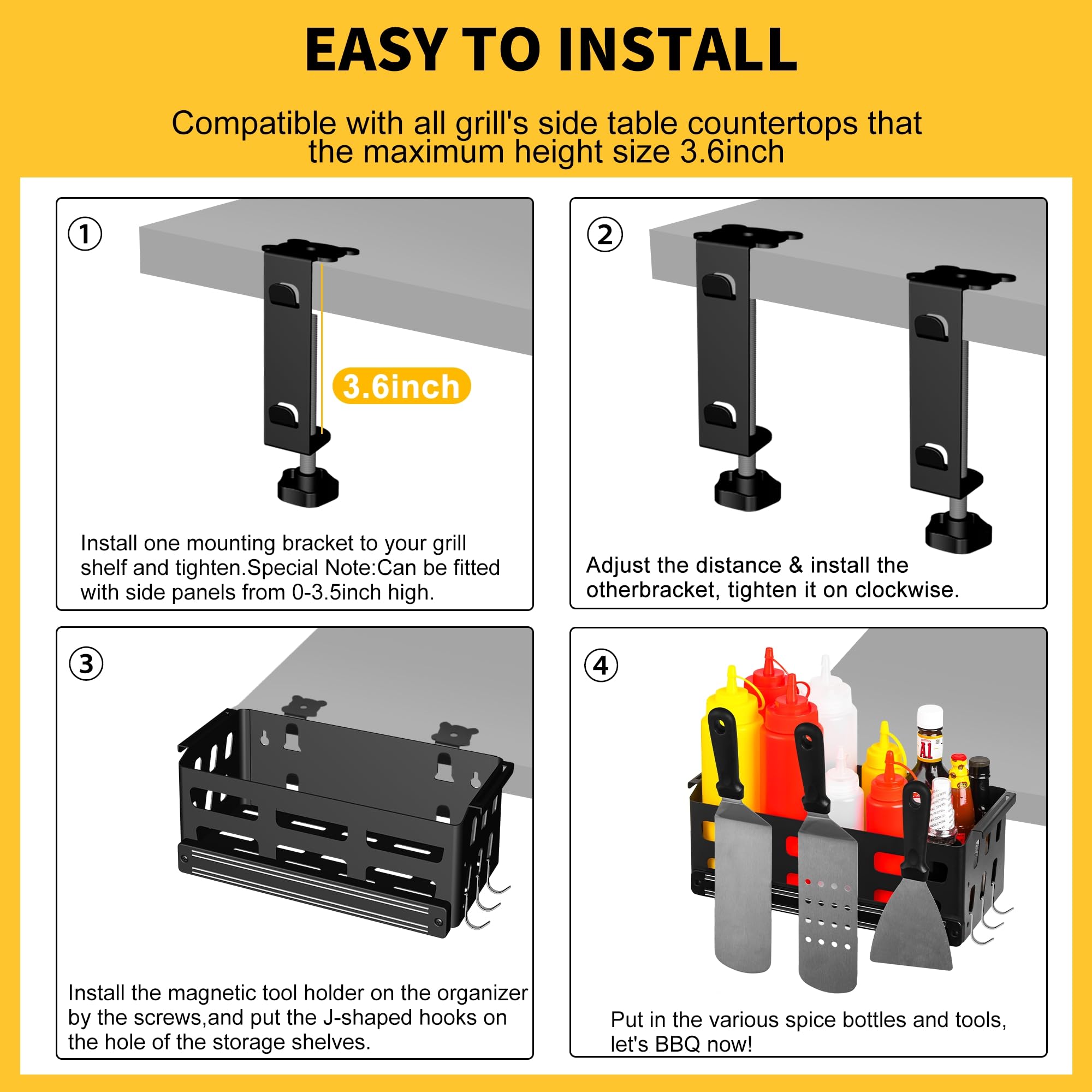 Griddle Caddy for Blackstone Griddle Accessories, Space Saving Storage Caddy for Blackstone 28"/36" Griddles/Weber Grill, BBQ Accessories Storage Box with Magnetic Tool Holder & Paper Towel Holder