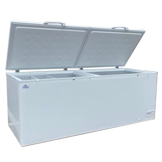 Commercial Freezer Chest freezer 35 cuft, 90 inches Long, ice cream freezer large capacity, NSF certified, White Solid 2 door w Storage Baskets BD-1050