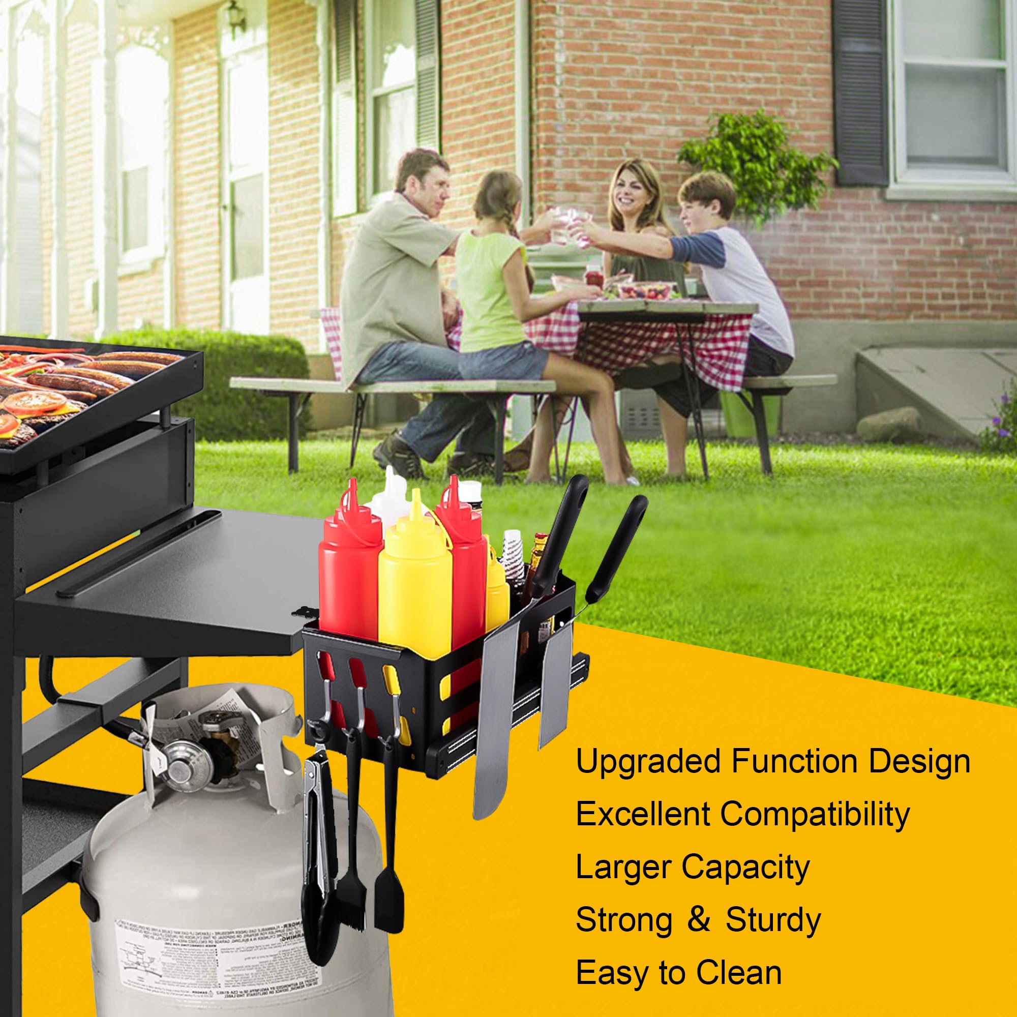 Griddle Caddy for Blackstone Griddle Accessories, Space Saving Storage Caddy for Blackstone 28"/36" Griddles/Weber Grill, BBQ Accessories Storage Box with Magnetic Tool Holder & Paper Towel Holder