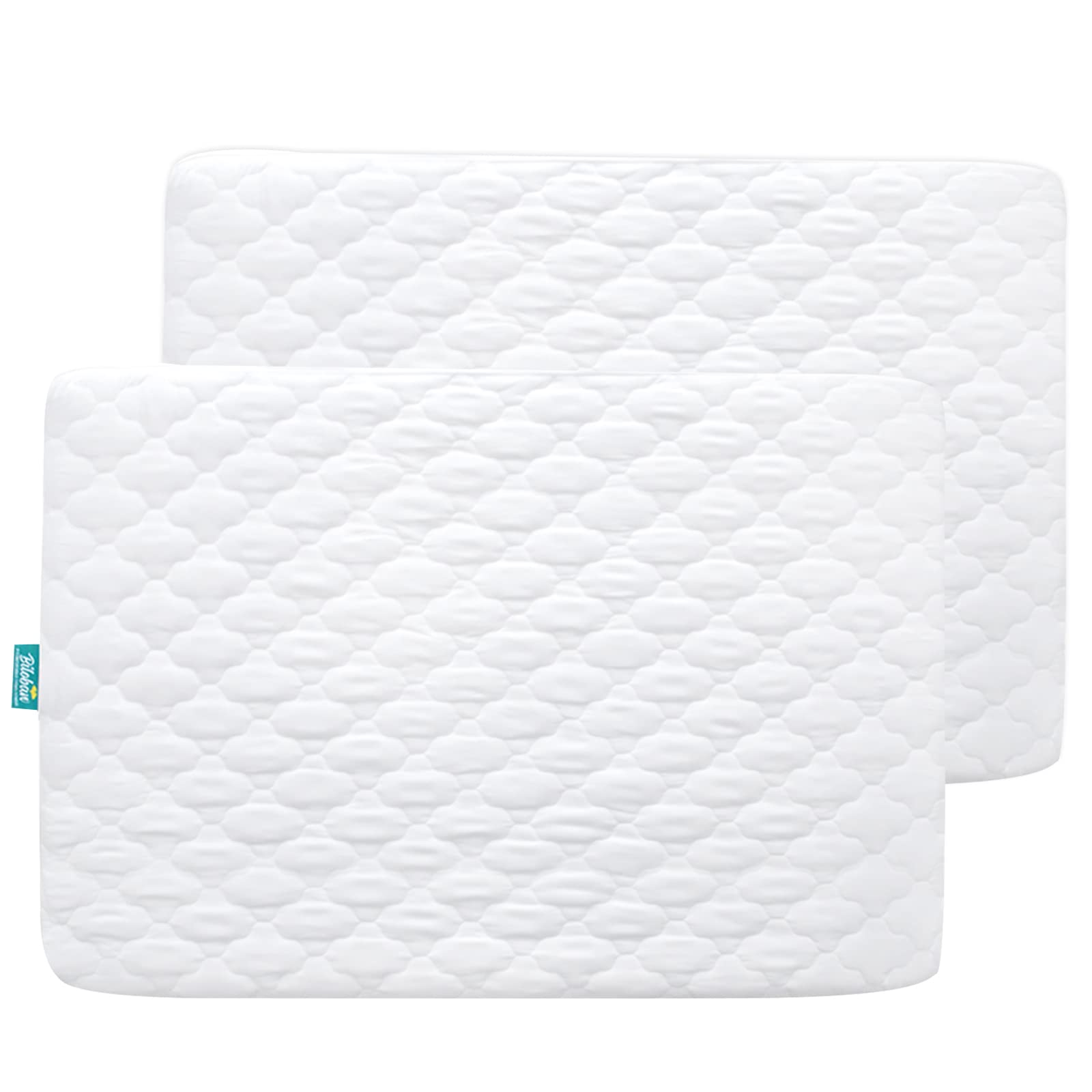 Biloban Pack and Play Sheets and Waterproof Mattress Protector Pad Cover 4 Pack Set, Ultra Soft, Grey, Noiseless Waterproof, Machine Wash