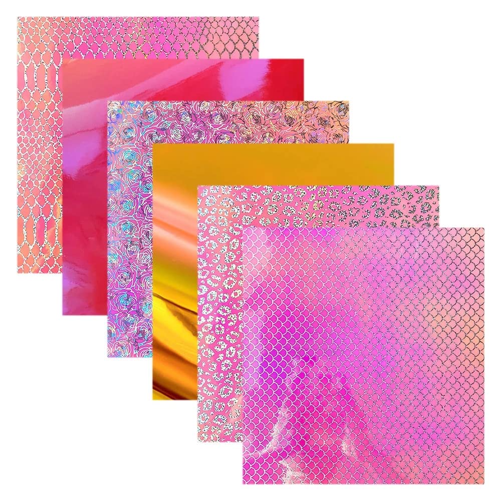 Primst Self Adhesive Holographic Permanent Vinyl Roll,12" X 10", 6 Vinyl Sheets Craft Vinyl for Cricut,Decal,Signs,Stickers