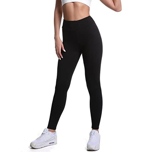 HUYICHEN Women's Leggings - Buttery Soft High Waisted Yoga Pants with Tummy Control for Workout and Fitness Black L/XL