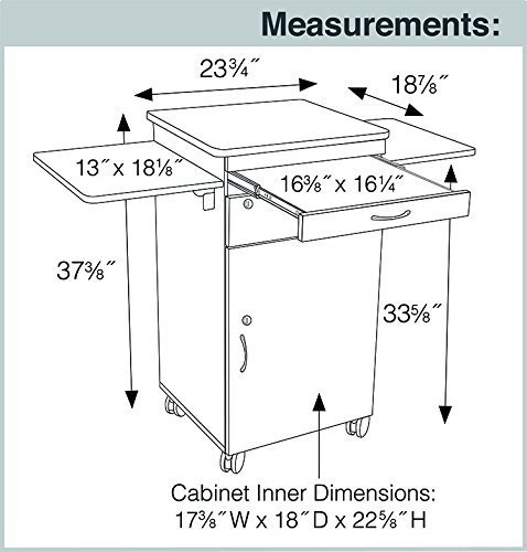 Luxor WPSDD3 Wood Multimedia Workstation Cart, 38 inches High; Durable Black/Gray Laminate Finish