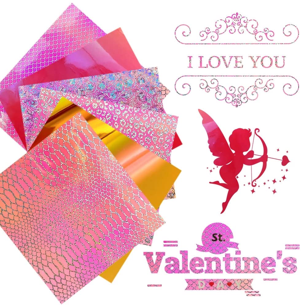 Primst Self Adhesive Holographic Permanent Vinyl Roll,12" X 10", 6 Vinyl Sheets Craft Vinyl for Cricut,Decal,Signs,Stickers