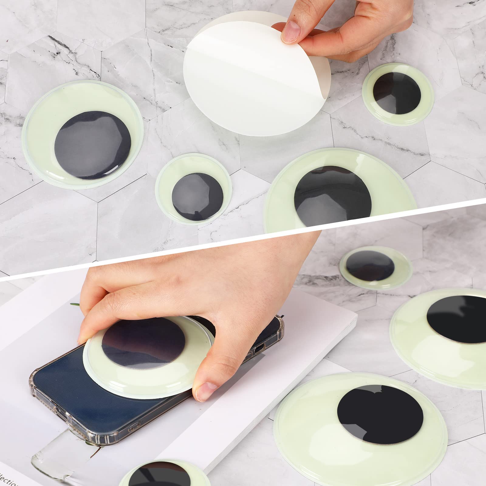 PETKNOWS Glow in The Dark Googly Eyes - Self Adhesive Craft Sticker, Large Sticky Eyes in 2", 3", 4" for DIY Decoration