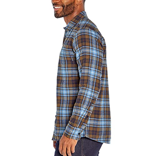 Eddie Bauer Bristol Men's Flannel Shirt - Deep Denim Plaid Small