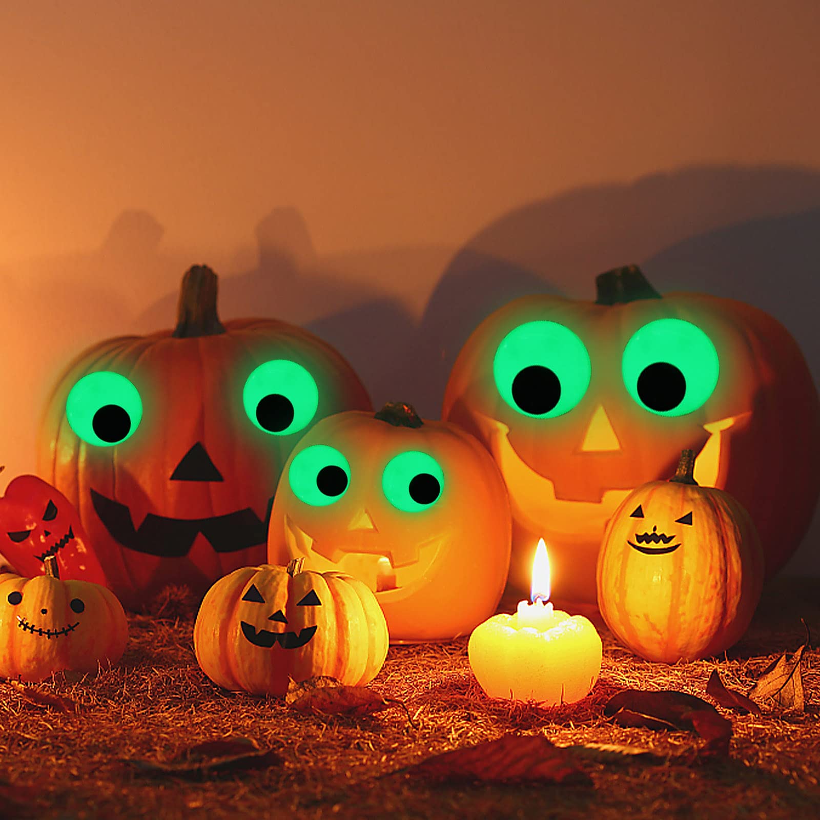 PETKNOWS Glow in The Dark Googly Eyes - Self Adhesive Craft Sticker, Large Sticky Eyes in 2", 3", 4" for DIY Decoration