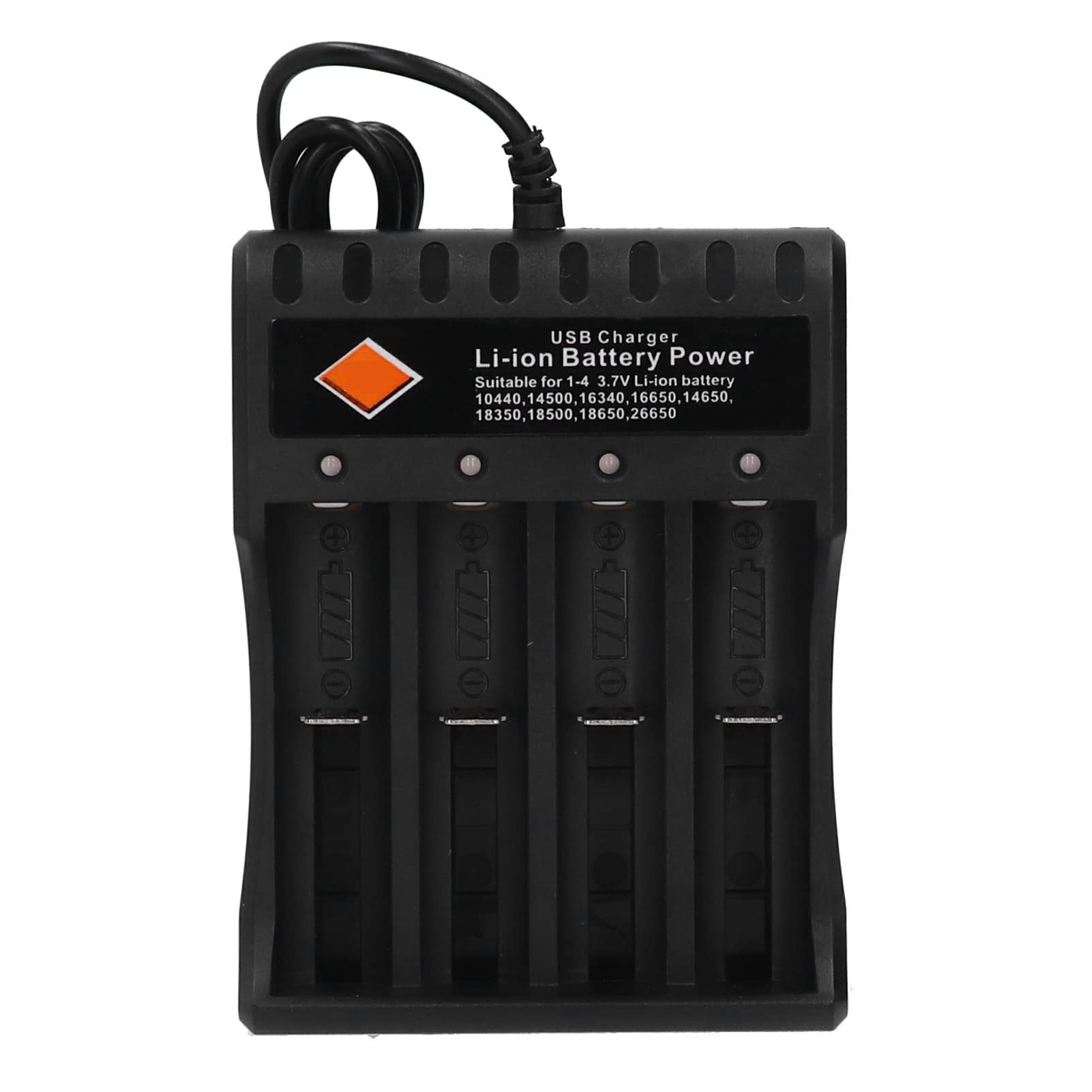 plplaaoo Battery Charger, DC4.2V 4 Slot Rechargeable Battery Bay with USB Cable, Universal Battery Charger, Quick Charge for Rechargeable Batteries Fit for 3.7V Li‑ion, Battery Charger Battery Cha