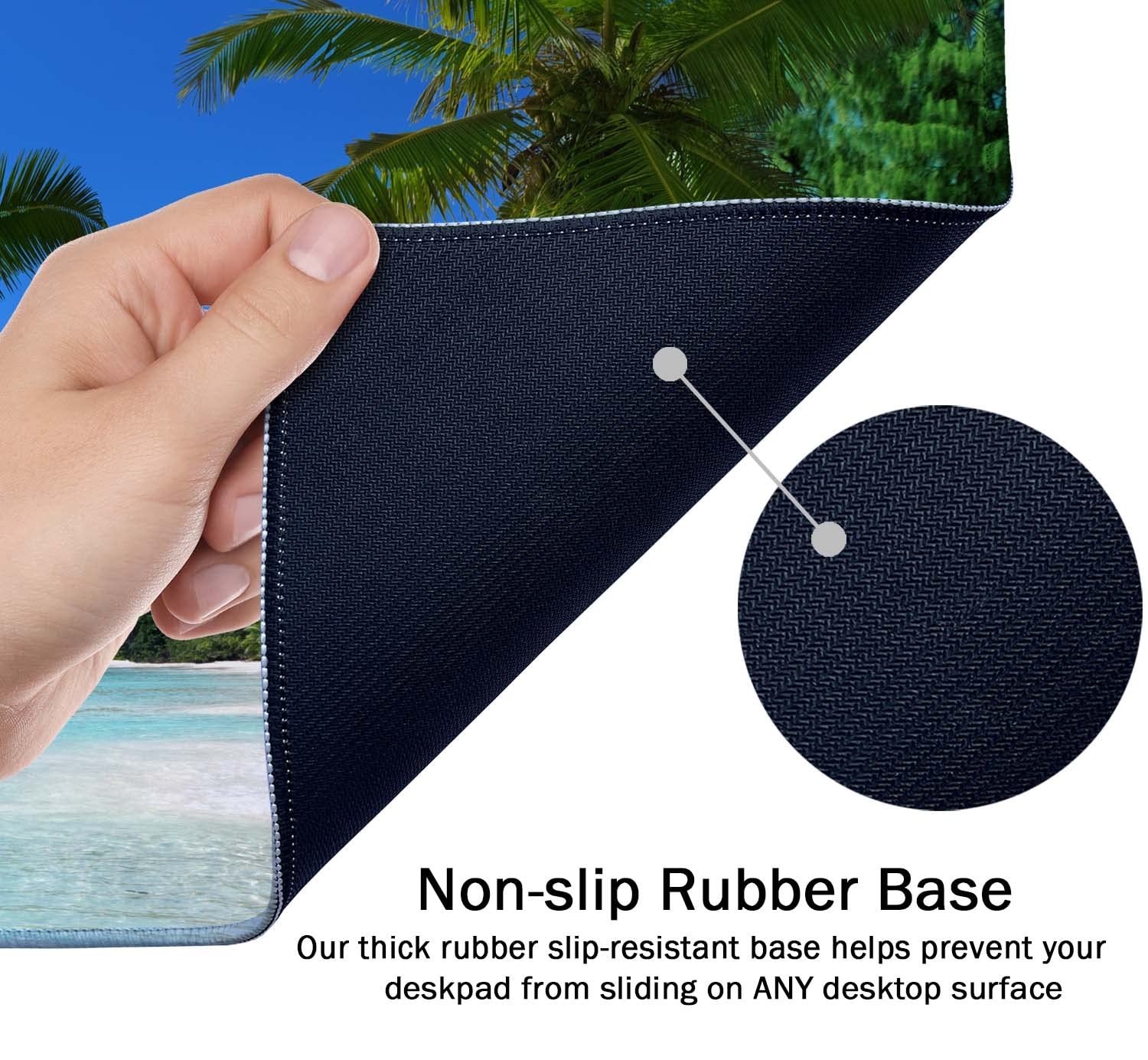 SSOIU Extended Gaming Mouse Pad (35.5x15.7 in), Large Stable Rubber Base Mousepad with Stitched Edges, Keyboard Mouse Mat Desk Pad for Work, Game, Office, Home - Black and White Polka Dot