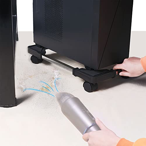 Computer Tower Stand CPU Holder Stand with 4 Mute Caster Wheels,CPU Stand for Gaming pc,Suitable for Most PC Brackets On The Carpet Floor (Black) (Black)