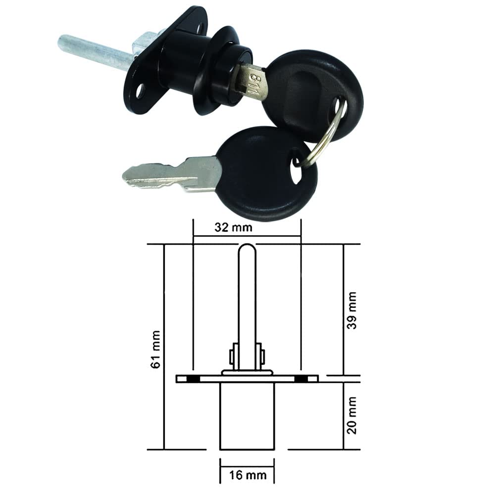 Corgre 2 Pack 16mm Zinc Alloy File Cabinet Lock Drawer Lock Cabinet Lock for Desktop Computer Desk Writing Desk Bookcase File Cabinet Drawer(Black)