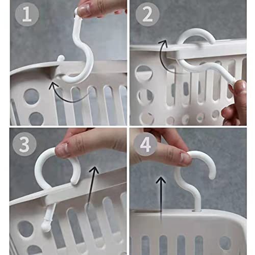 Doitxue 5PCS Plastic Hanging Baskets for Shower, Hanging Basket Organizer with Hooks, Rectangle 10.6Inches Small Hanging Storage Basket (Grey)