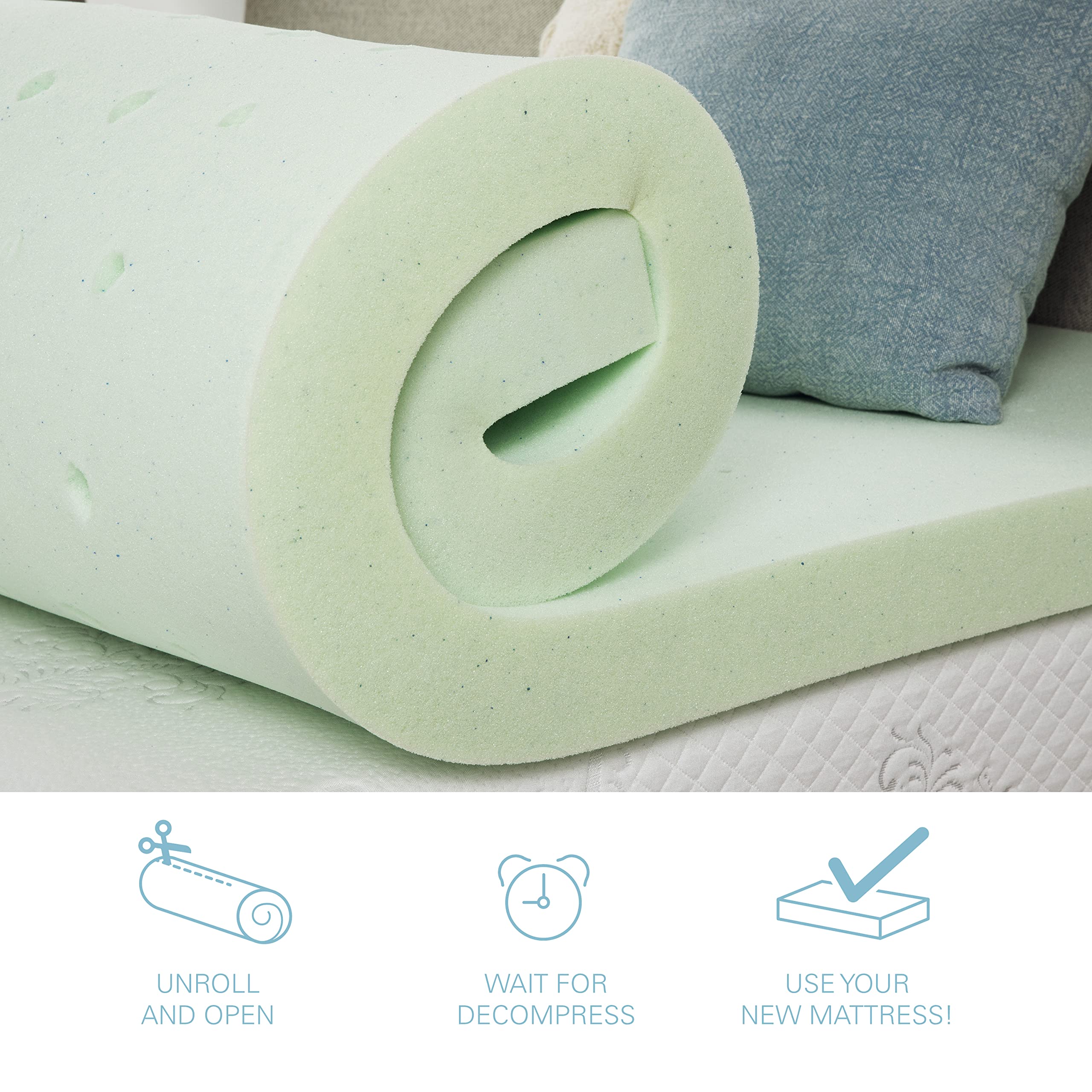 Bridgevine Home Gel Infused Ventilated Memory Foam Mattress Topper, 3 inch, Twin XL Size, CertiPur-US Certified