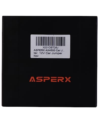 ASPERX AX4500 Jump Starter, 4500A Peak Car Jump Starter for Up to All Gas and 10.0L Diesel Engines, 12V Battery Starter with 4 Inch LCD Display, Lithium Battery Booster with Built-in LED Light