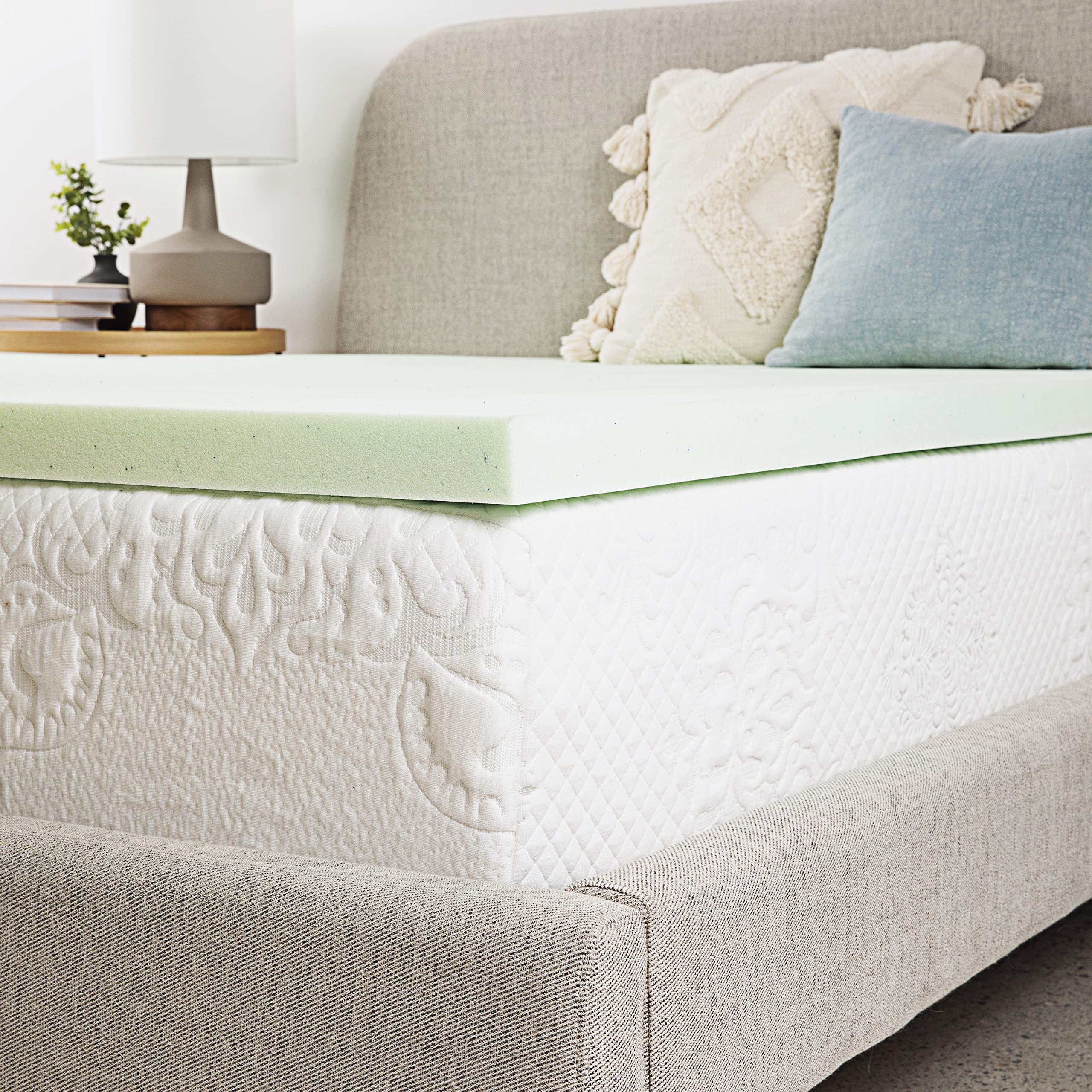 Bridgevine Home Gel Infused Ventilated Memory Foam Mattress Topper, 3 inch, Twin XL Size, CertiPur-US Certified