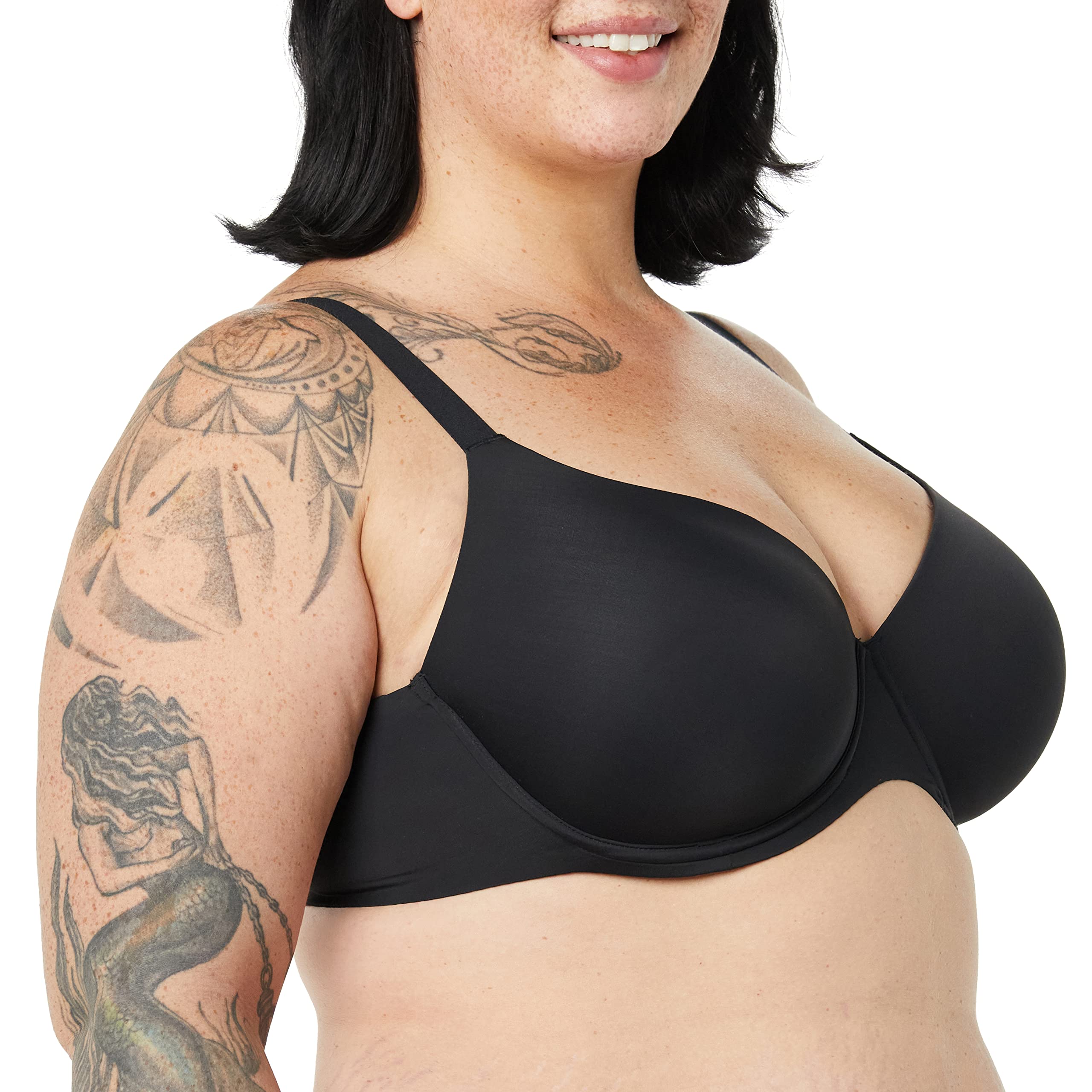 Amazon Essentials Women's Full Coverage Bra, Pack of 2, Black/Soft Petal, 40A
