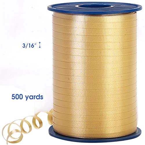Morex Ribbon Crimped Curling Ribbon Morex, 3/16" x 500 yd, Soft Gold