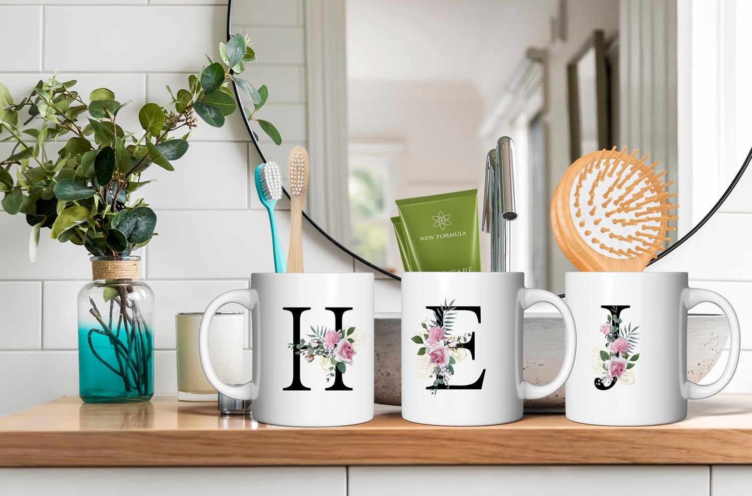 Retreez Initial A-Z Floral Botanical Bouquet Alphabet Monogrammed Monogram Mug 11 Oz Ceramic Tea Coffee Mugs - Appreciation Thank You Wedding Birthday Gifts for her friend coworker sister - S Initial